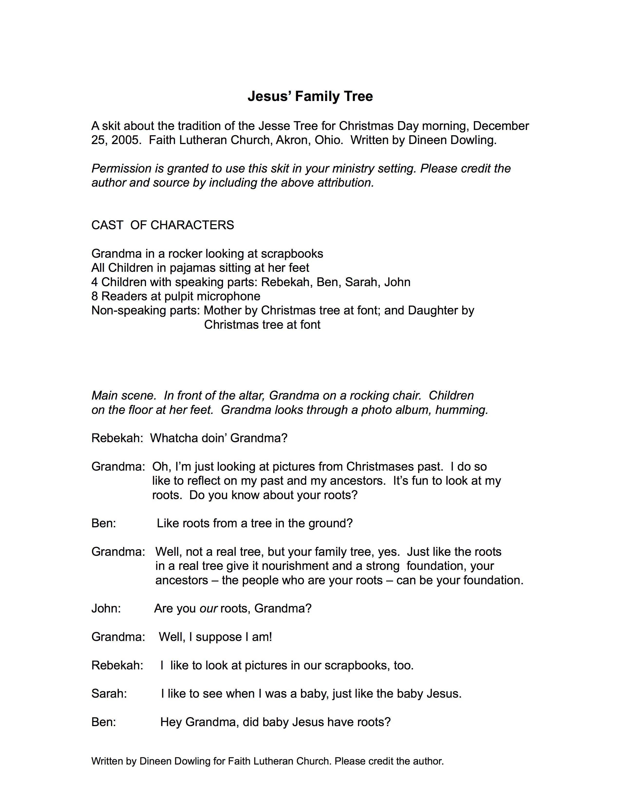 Jesus Family Tree Jesse Tree Skit Building Faith